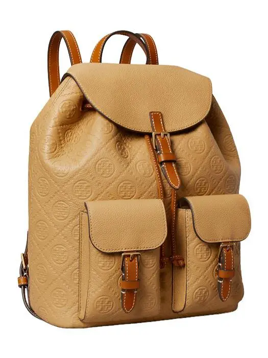 Tory Burch T Monogram Pebbled Backpack - Biscotti