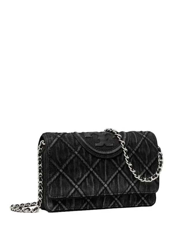 Tory Burch Fleming Denim Chain Crossbody - Black