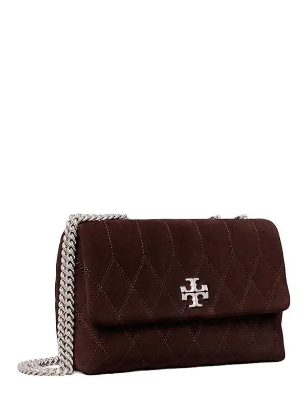 Tory Burch Kira Quilt Suede Shoulder Bag - Licorice