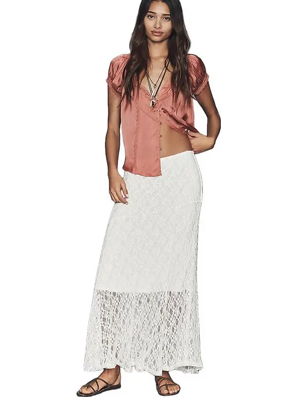 Anthropologie Lace Pull-on Cotton Skirt - Antique Ivory