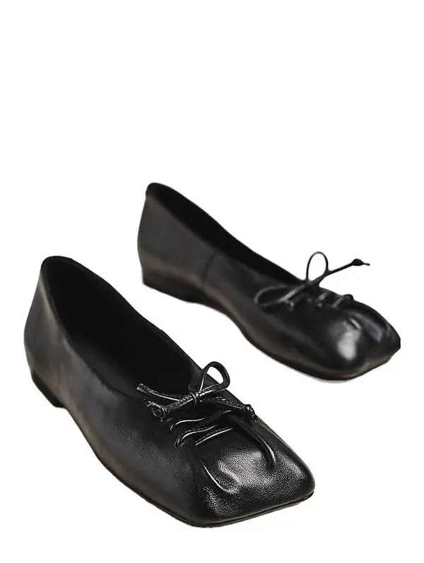 GRACE Square-toe Ballet Flats - Black