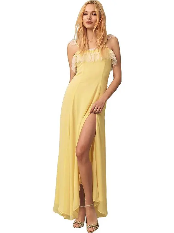 Bardot Arlia Lace-trim Maxi Dress - Canary Yellow