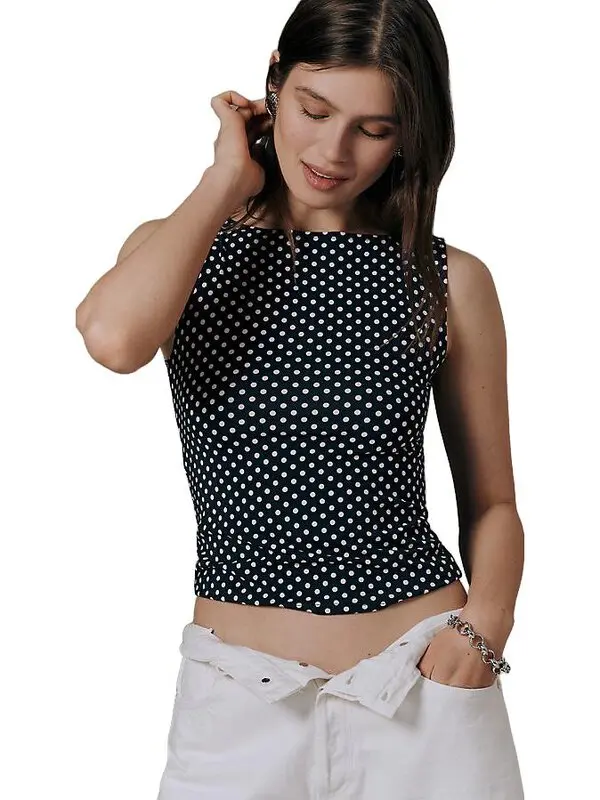 REFORMATION Dusk Sleeveless Knit Top - Dream Dot