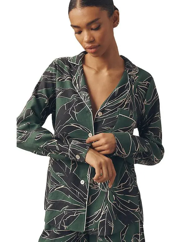 The Upside Tamara Rio Short-sleeve Buttondown Top - Green Pattern