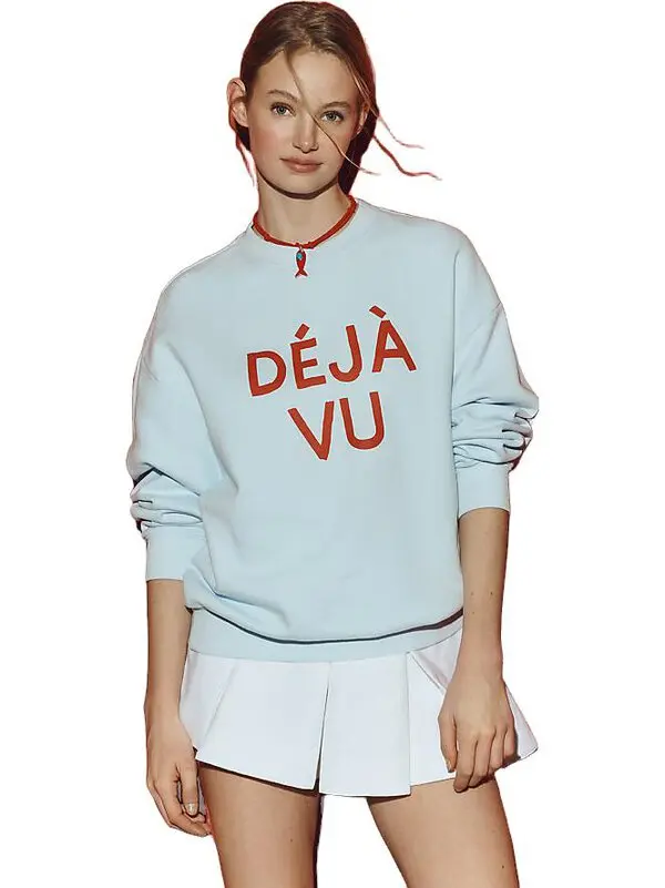 Clare V. Déjà Vu Oversized Pullover - Bright Poppy/sky