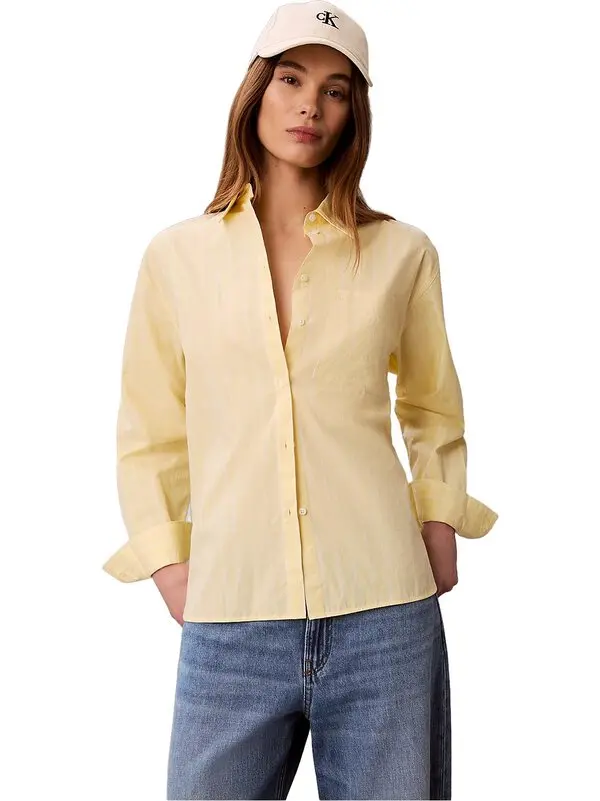 Calvin Klein Cotton Poplin Relaxed Button-down Shirt - French Vanilla Stripe