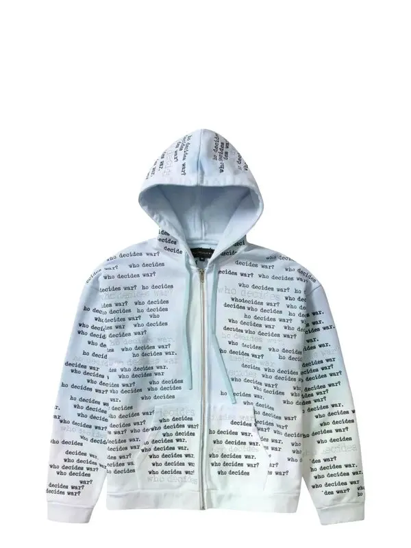 WHO DECIDES WAR Zip Scripture Hoodie - Blue