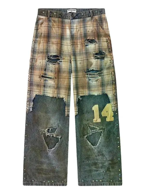VALE FOREVER Plaid Armor Trousers - Blue