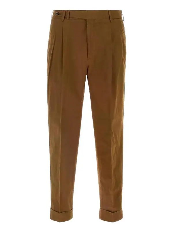 PT TORINO Tapered Trousers With Cuffed Hem - Brown