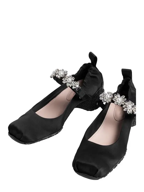 Simone Rocha Runner Flat Shoe With Embroidered Details - Black