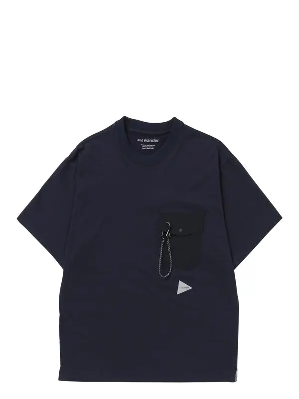 AND WANDER Maglietta Con Tasca - Blu