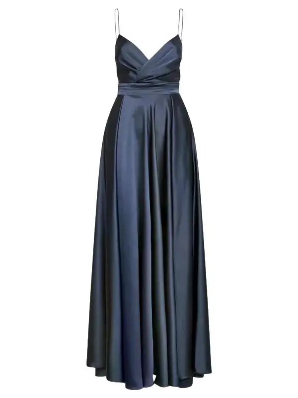 BLANCA VITA Draped V-neck Dress - Blue