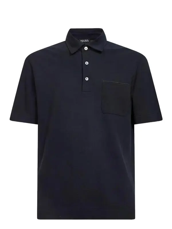 Zegna Patch Pocket Cotton Polo Shirt - Blue