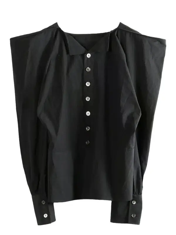 Comme Des Garçons Flower-embroidered Collar Shirt - Black