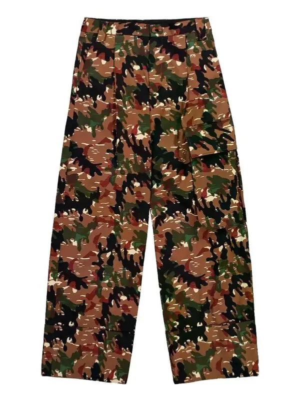WALTER VAN BEIRENDONCK Camouflage Pocket Trousers - Brown