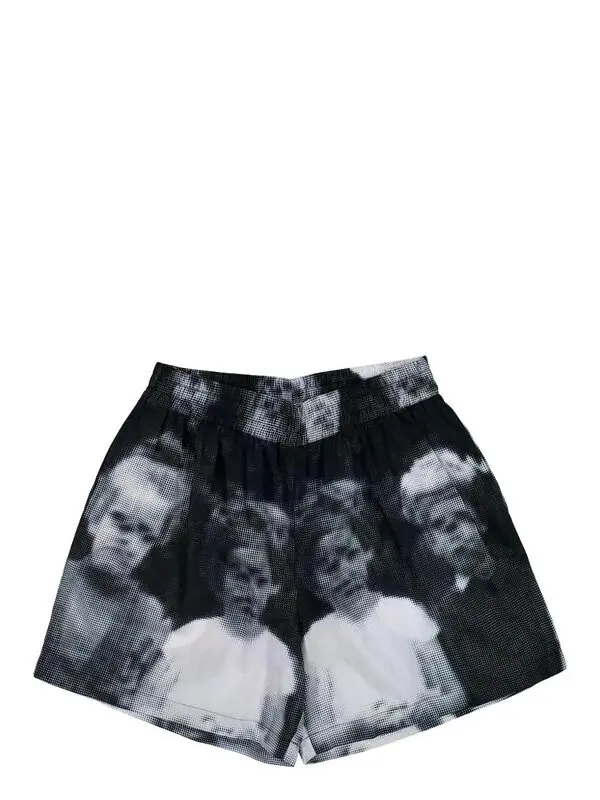 WALTER VAN BEIRENDONCK Portrait-print Logo Shorts - Black