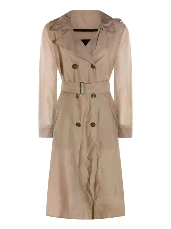 MOORER Double-breasted Belted Coat - Neutrals