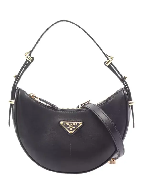 Prada 2013-2025 Small Soft Calf Arque Shoulder Bag - Black