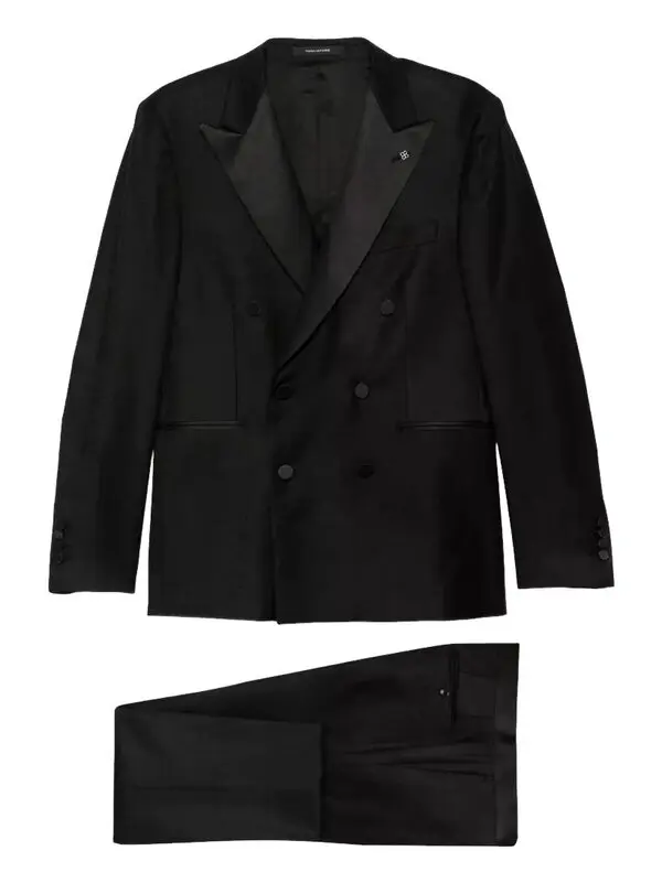 Tagliatore Double-breasted Peak-lapel Suit - Black
