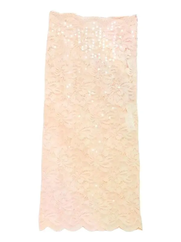 Rabanne Sequin Lace Midi Skirt - Orange