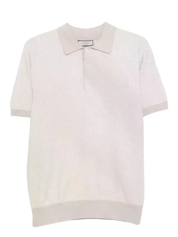 Canali Textured-knit Polo Shirt - Neutrals