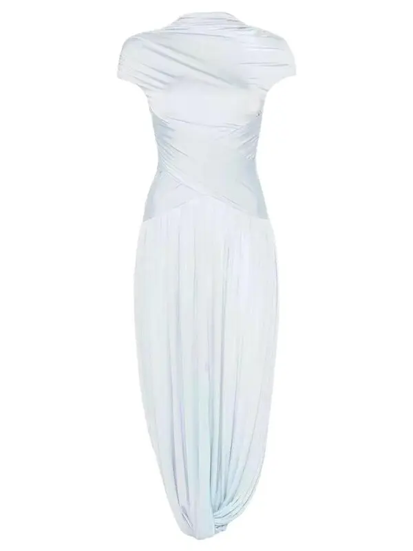 SELF-PORTRAIT Pleated Midi Dress - Blue