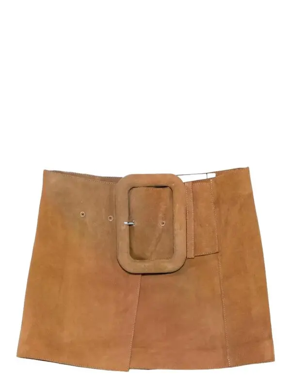 AMI Paris Buckled A-line Mini Skirt - Brown