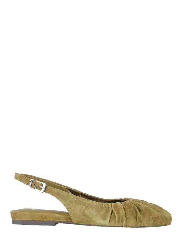 Ash Gathered Slingback Ballet Flats - Green
