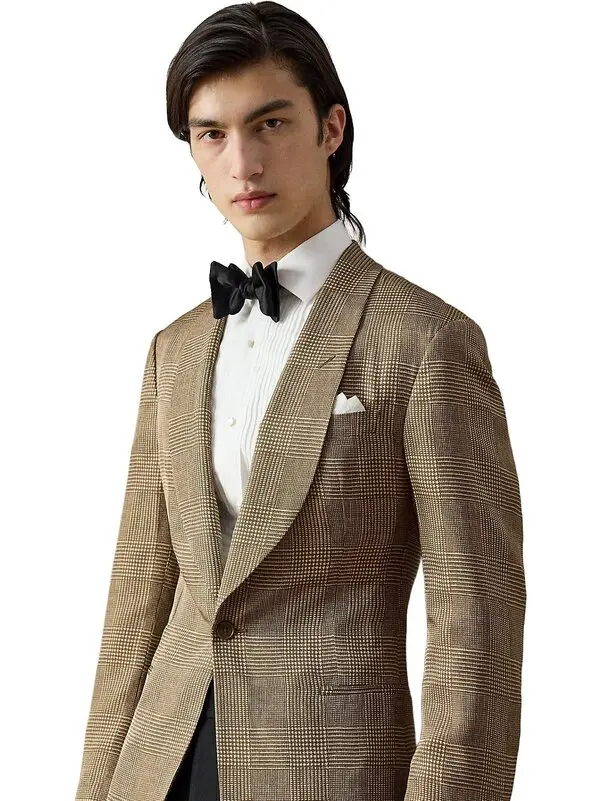Ralph Lauren Kent Handmade Glen Plaid Silk Sport Coat - Brown/camel
