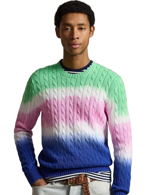 Ralph Lauren Dip-dyed Cable-knit Cotton Sweater - Multi