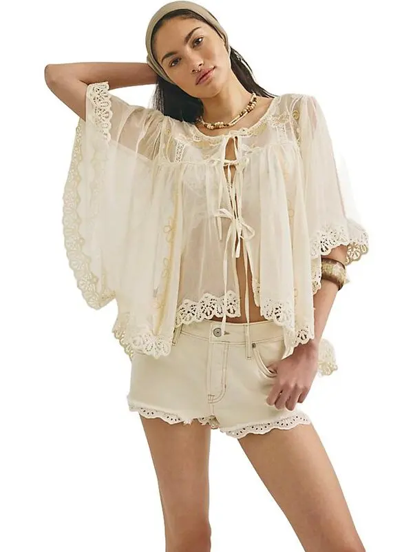 Free People We The Free Cali Lace Shorties - Ecru