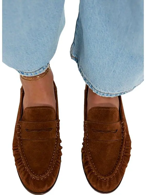 Free People Carry On Loafers - Cognac Oily Suede