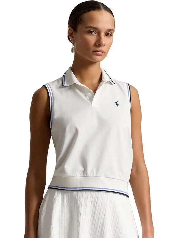 Ralph Lauren Sleeveless Polo Shirt - Ceramic White/blue/navy