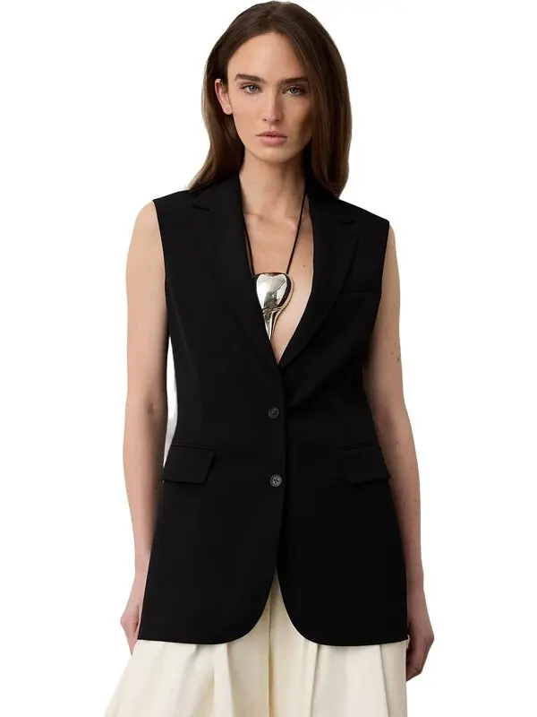Ralph Lauren Randy Grain De Poudre Vest - Black