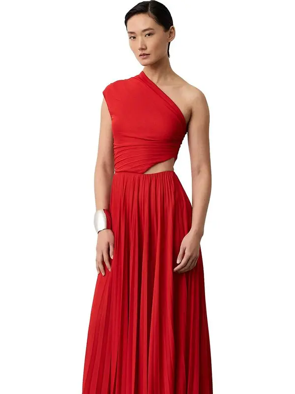 Ralph Lauren Holin Pleated Evening Dress - Bright Red