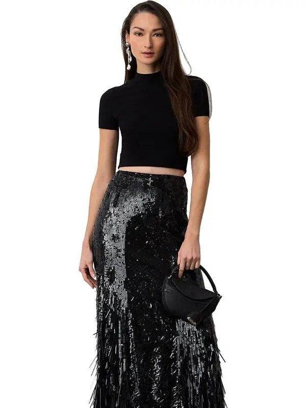 Ralph Lauren Milani Embellished Tulle Skirt - Black
