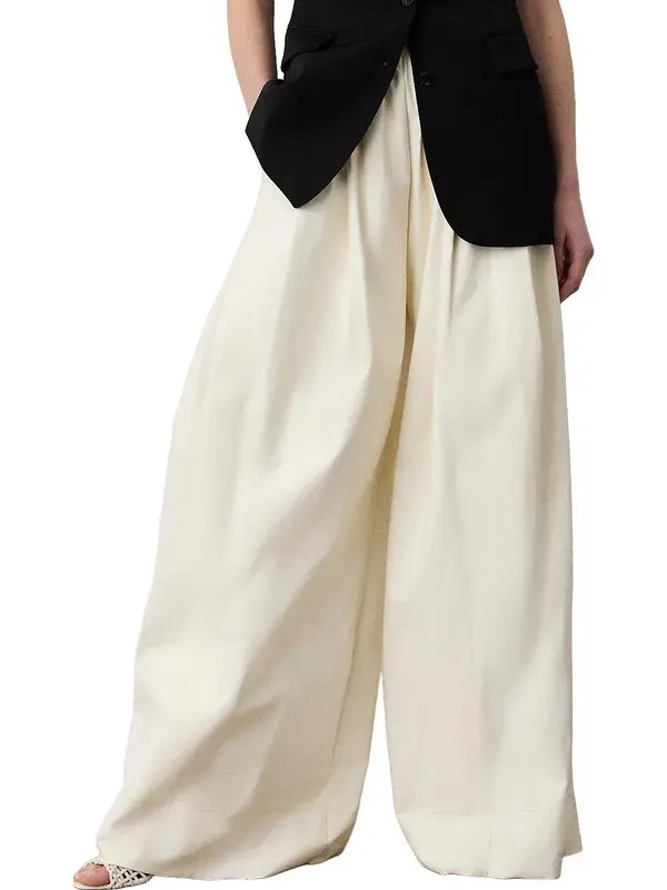 Ralph Lauren Vannesa Lambskin Wide-leg Pant - Cream