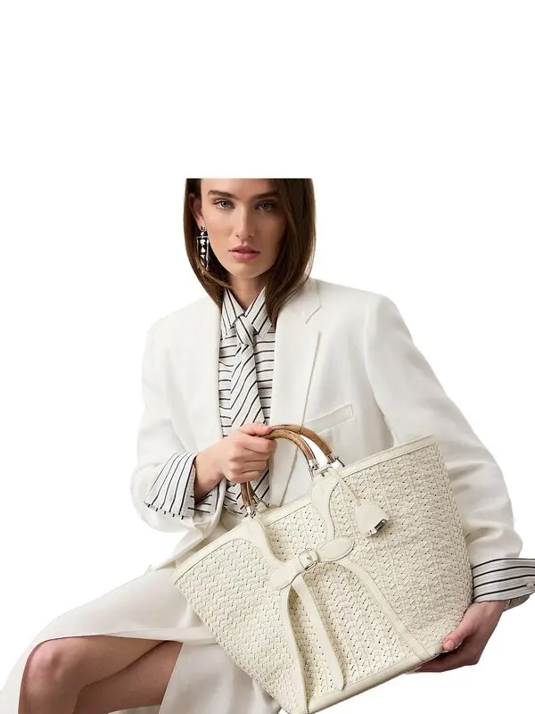 Ralph Lauren The Braided Leather Large Tote - Lux Cream
