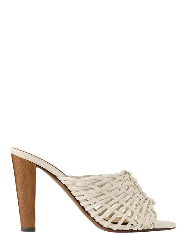 Ralph Lauren Adela 95 Mm Woven Lambskin Mule - Lux Cream