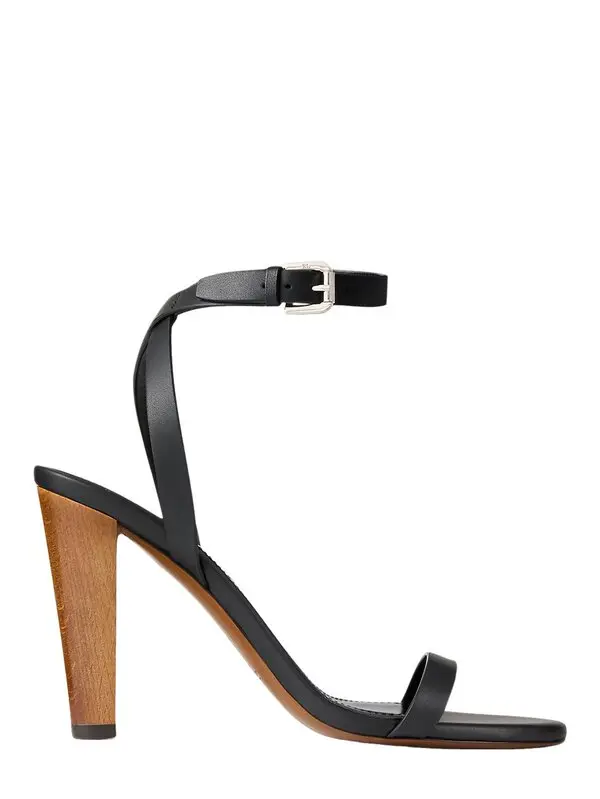 Ralph Lauren Graison 95 Mm Lambskin Sandal - Black