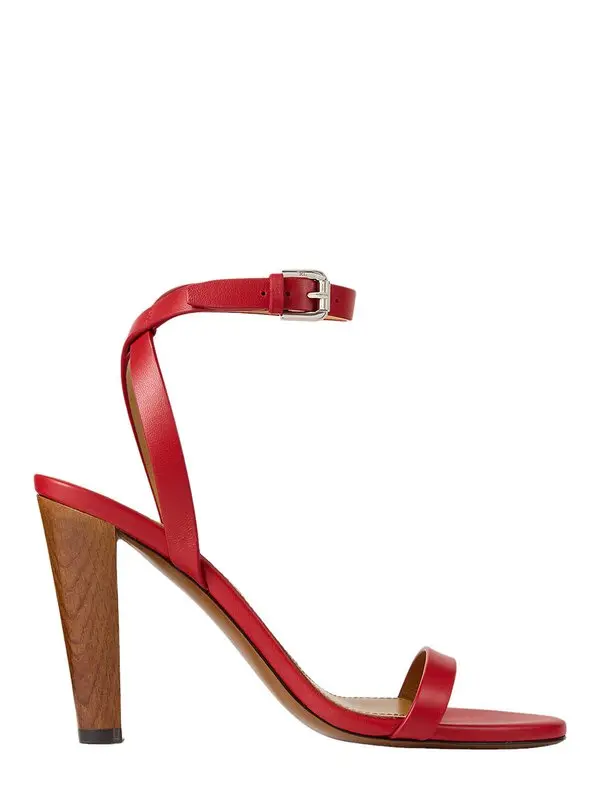 Ralph Lauren Graison 95 Mm Lambskin Sandal - Bright Red