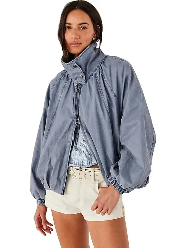 Free People Chelsea Funnel-neck Jacket - Flint Stone