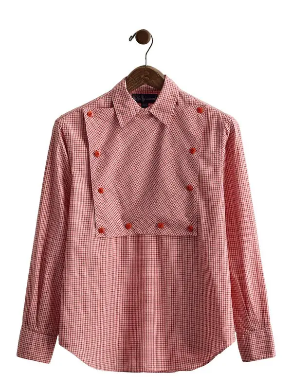 Ralph Lauren C. 1985 Gingham Cotton Blouse - Red