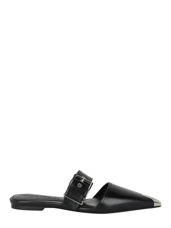 Alexander McQueen Punk Leather Flats - Black/silver