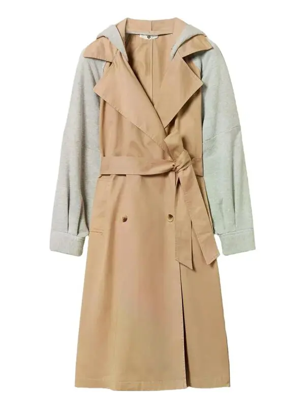 TWINSET Gabardine Plush Trench Coat - Neutrals