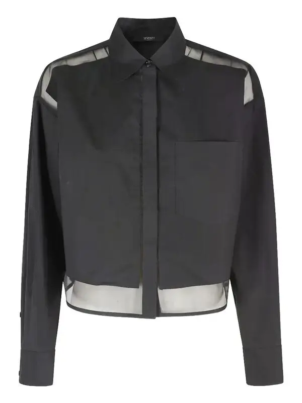 Seventy Sheer-panel Shirt - Black