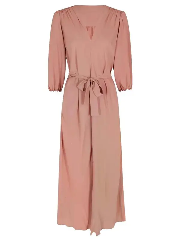 Seventy Belted V-neck Dress - Pink