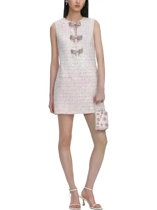 SELF-PORTRAIT Bow-detail Embellished Mini Dress - Pink