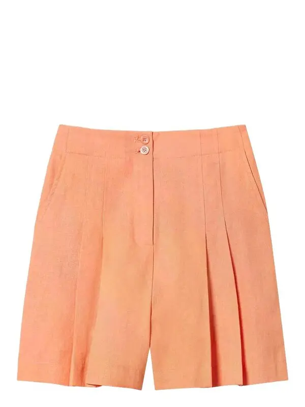 TWINSET Pleated Button Shorts - Orange