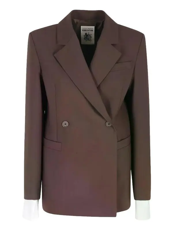 SEMICOUTURE Double-breasted Blazer - Brown